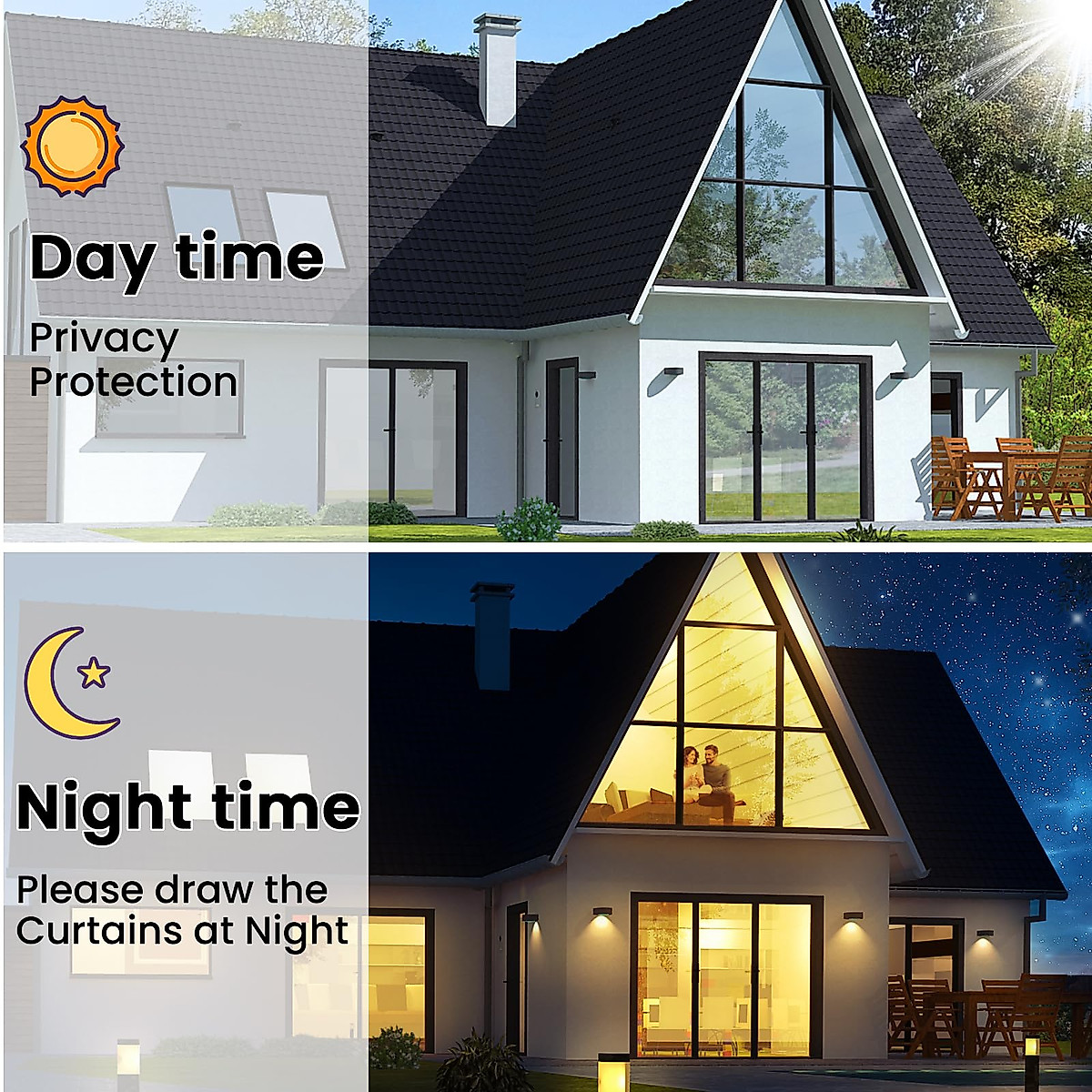 One Way Window Privacy Film, Home Windows Tint Reflective Windows Film See Out Not in Sun Blocking Anti UV Mirror Windows Clings Daytime Privacy Door Window Covering with 3 Tools, 17.5 * 78.7 Inch