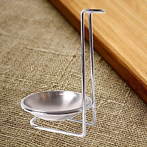 GoldNJade 304 Stainless Steel Single Ladle Holder Vertical Spoon Rest Cooking Utensils Stand with 4.3 inch bowl
