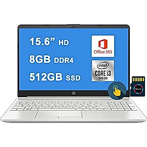 HP Business 15 Laptop 15.6” Diagonal HD Touchscreen I 11th Gen Intel Core i3-1115G4 (Beat i5-8265U) I 8GB DDR4 512GB SSD I I USB-C HDMI 5 Office365 Win10 + 32GB MicroSD Card