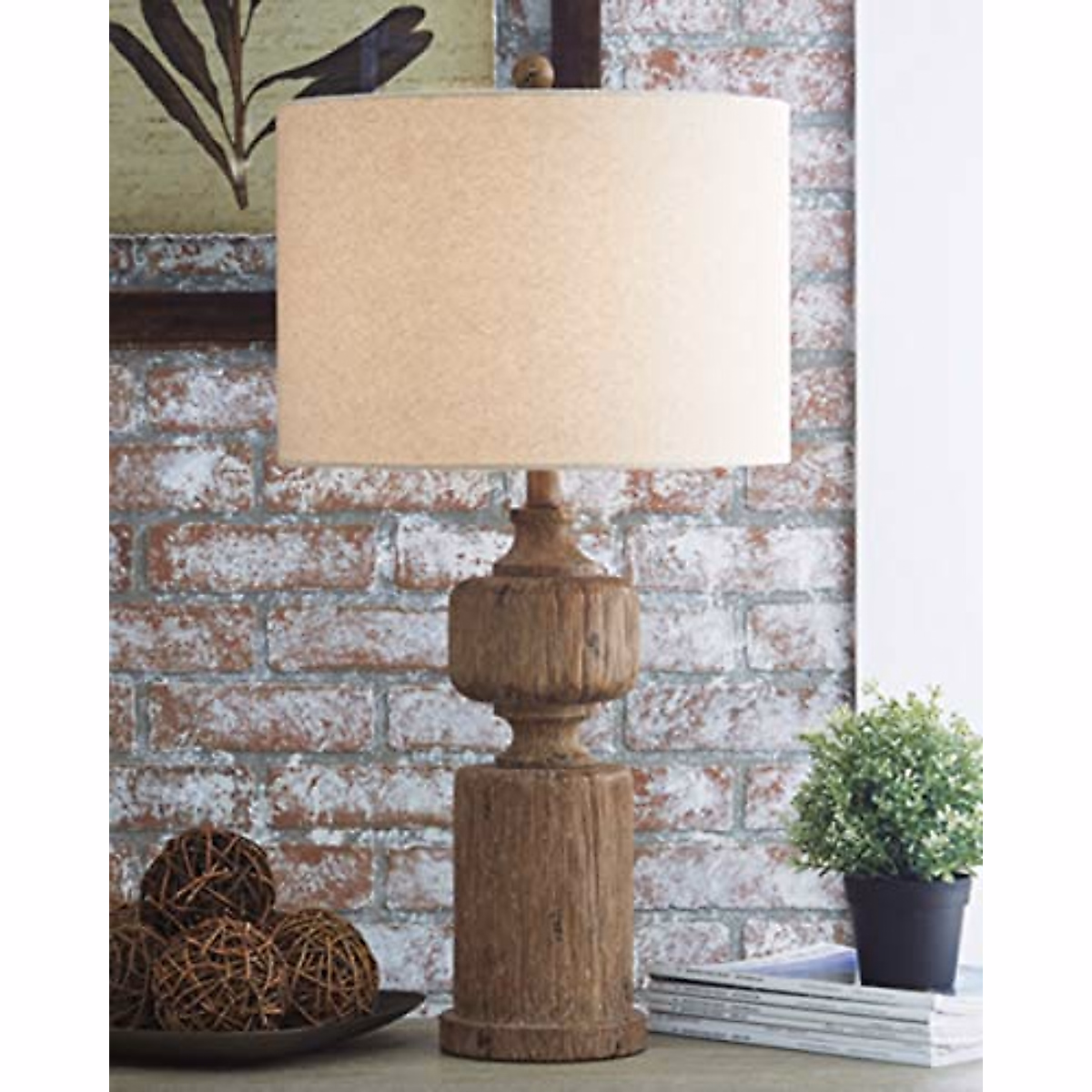 Signature Design by Ashley Madelief 28.75" Faux Wood Resin Table Lamp, Brown
