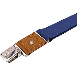 ZXEROYM Suspenders for Men Adjustable Y Back Elastic with Strong Clips Navy