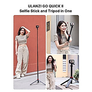 57in Extendable Selfie Tripod Accessories for Gopro - ULANZI Go Quick II Long Action Camera Stick Tripod Quick Release Adapter Vlog Handle Grip for GoPro Hero 11 10 9 8 7 6 5/Max/DJI OSMO Action