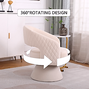 Nolohoo Swivel Barrel Chair Set of 2, Upholstered Swivel Chair for Living Room, 360 Degree Comfy Swivel Chairs with Open Back, Modern Swivel Armchair for Bedroom, Office (Blue, Velvet)