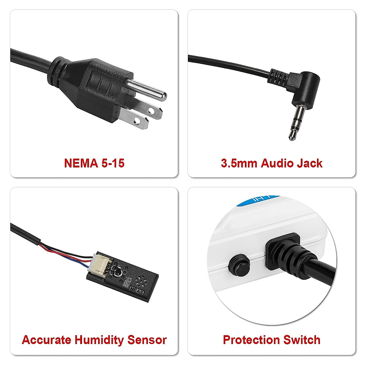 WILLHI WH1436H 110V Digital Air Humidity Controller with LCD Display High Accuracy Humidity Sensor & 118'' Power Cable, Humidification Mode & Dehumidification Mode+1pc Extra Sensor