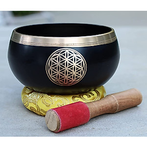 Tibetan Flower Of Life Singing Bowl Mallet Cushion Set ~ For Meditation, Yoga, Spiritual Healing and Mindfulness ~ Extra Large