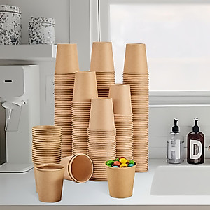 SIUQ 400 Pack 3 oz Kraft Paper Cups, Disposable Bathroom Cups, Mini Mouthwash Cups, Hot/Cold Beverage Drinking Cup for Gargle Espresso Juice Medicine (Brown)