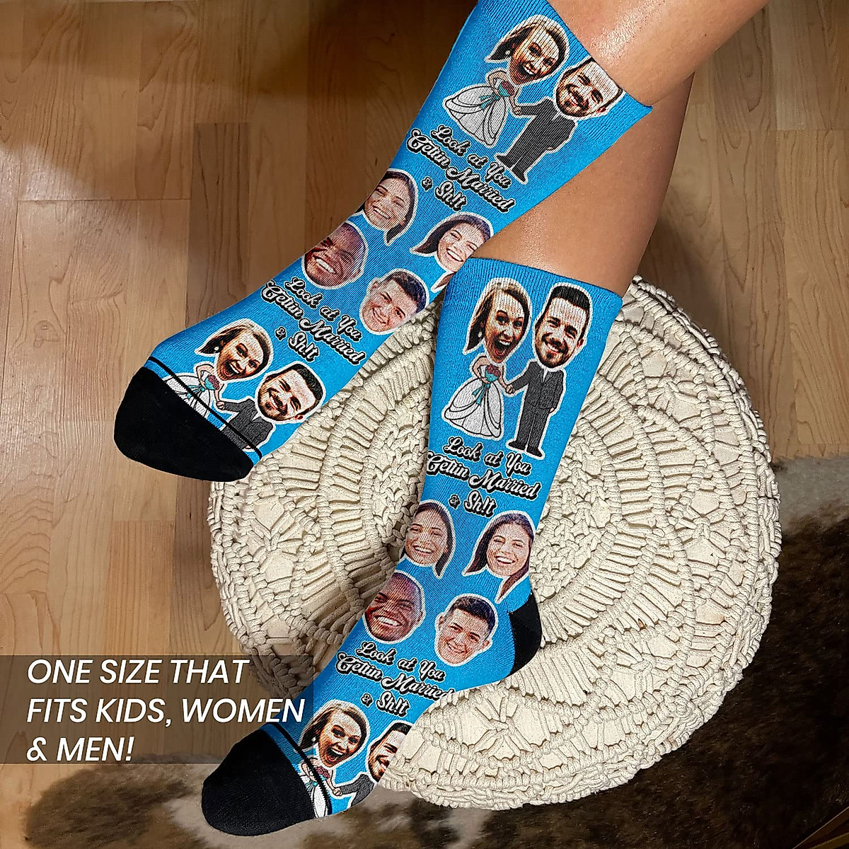UNDSPTD Custom Face Socks for Any Occasion, Occasion Gift Customized Socks with Faces (Married)
