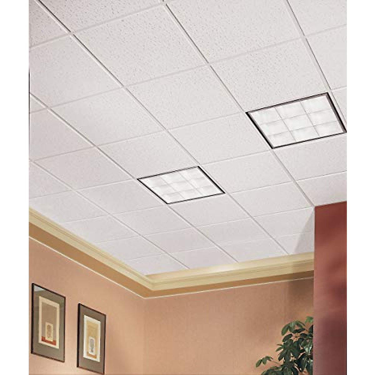 Armstrong Ceiling Tiles; 2x4 Ceiling Tiles - 12 pcs White Ceiling Tiles; Acoustic Ceilings for Suspended Ceiling Grid; FISSURED 755