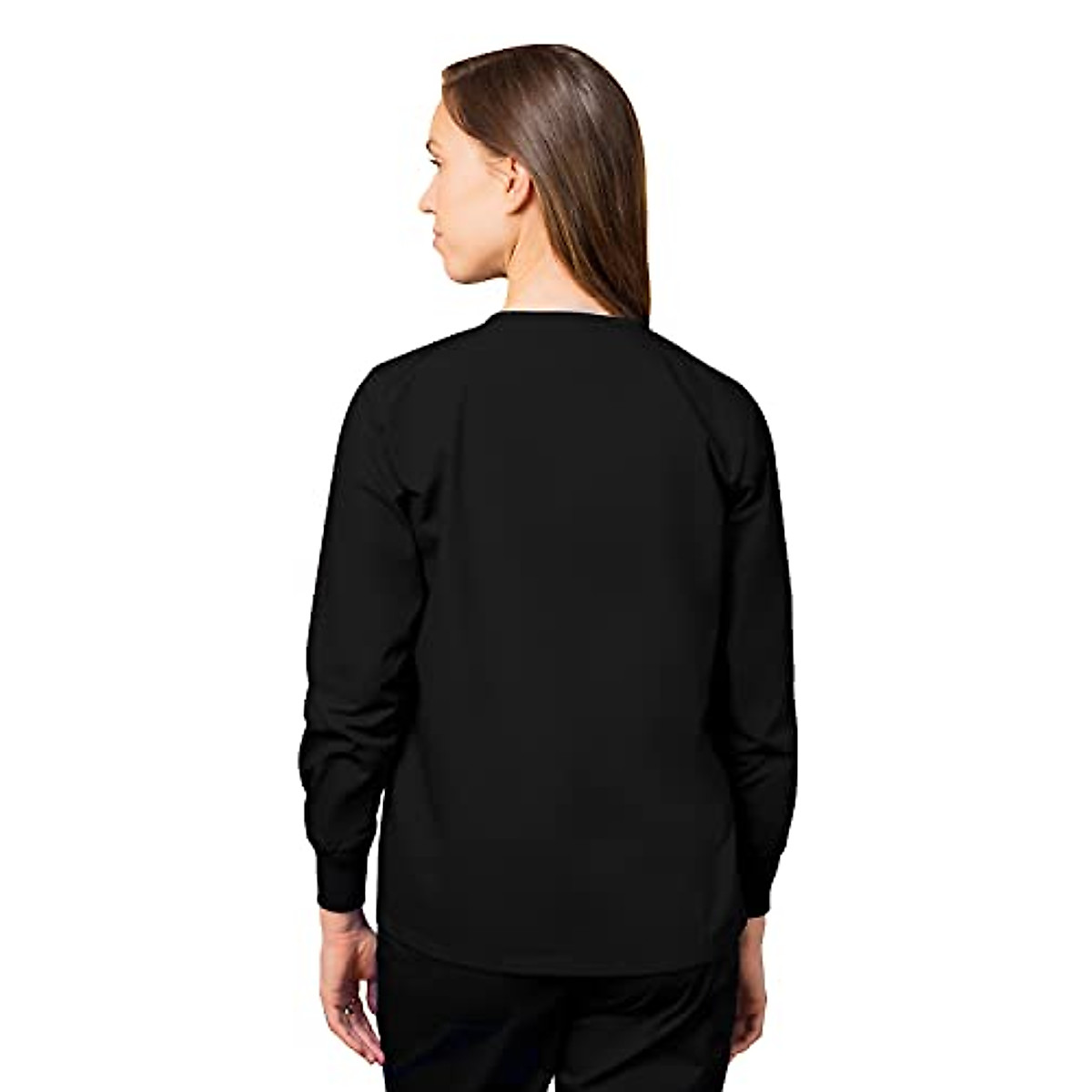 Adar Universal Scrubs for Women - Round Neck Warm-Up Scrub Jacket - 602 - Black - M