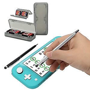 Switch Lite Accessories Bundle, Kit with Carrying Case,TPU Case Cover with Screen Protector,Charging Dock,Playstand, Game Case, USB Cable, Stylus,Thumb Grip Caps for Nintendo Switch Lite (Turquoise)