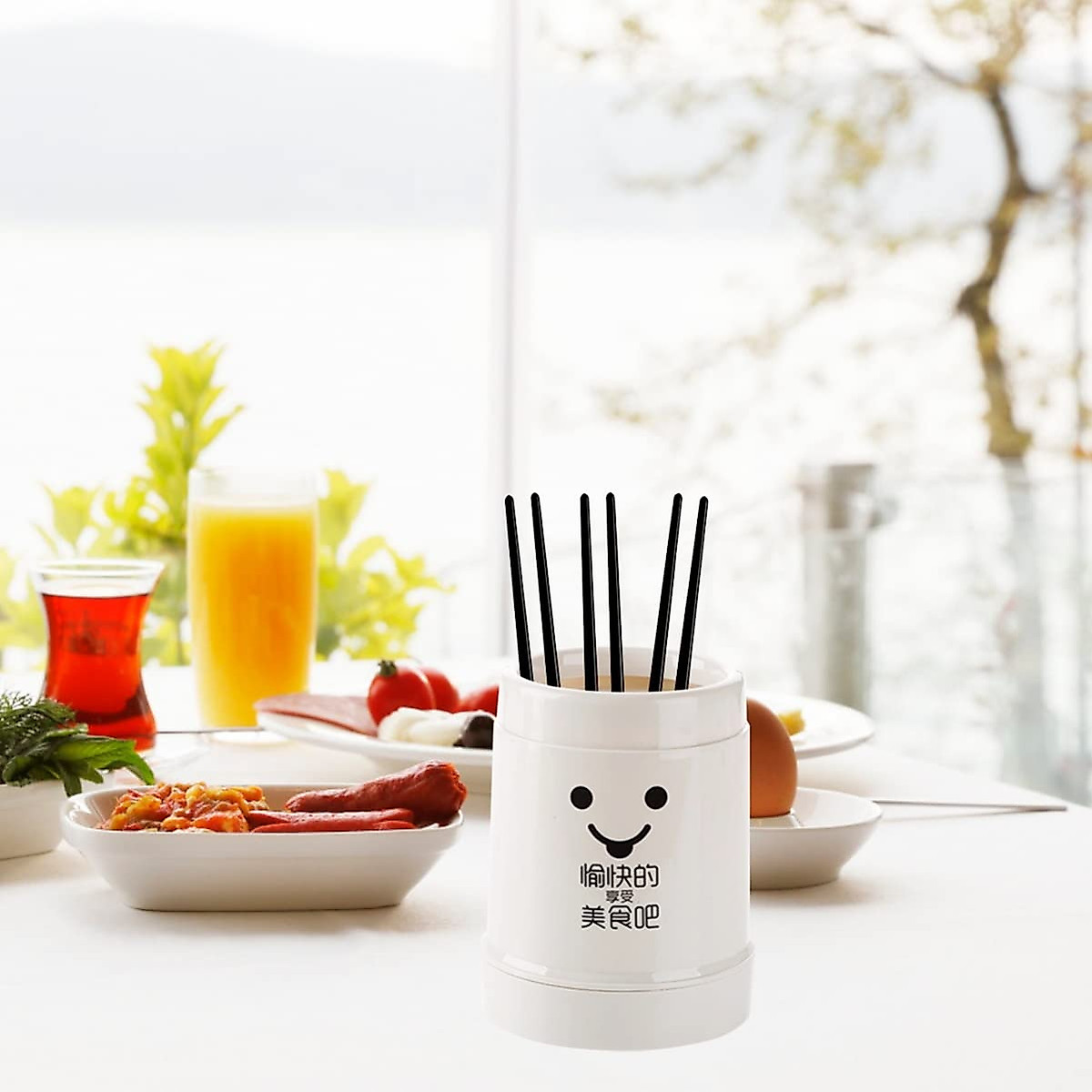 SOLUSTRE Kitchen Utensils Holder Kitchen Utensils Chopsticks Holder with Lid Cutlery Storage Holder Spoon Straw Basket Kitchen Tableware Organizer for Kitchen Countertop Beige 2pcs Silverware Holder