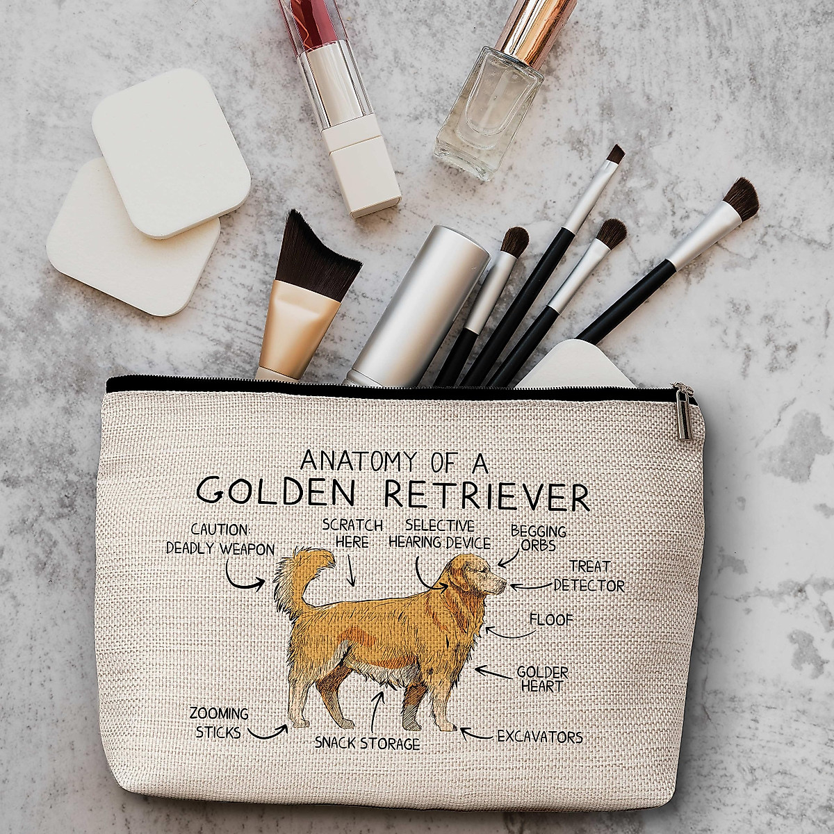 AWSICE Golden Retriever Makeup Bag Anatomy Of A Golden Retriever Cosmetic Bag Lover Gift For Pet Dog Lover Women Sister Friend-A15