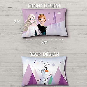 Frozen Elsa & Anna Beauty Silky Satin Standard Reversible Pillowcase Cover 20x30 for Hair and Skin, (Official) Disney Product by Franco