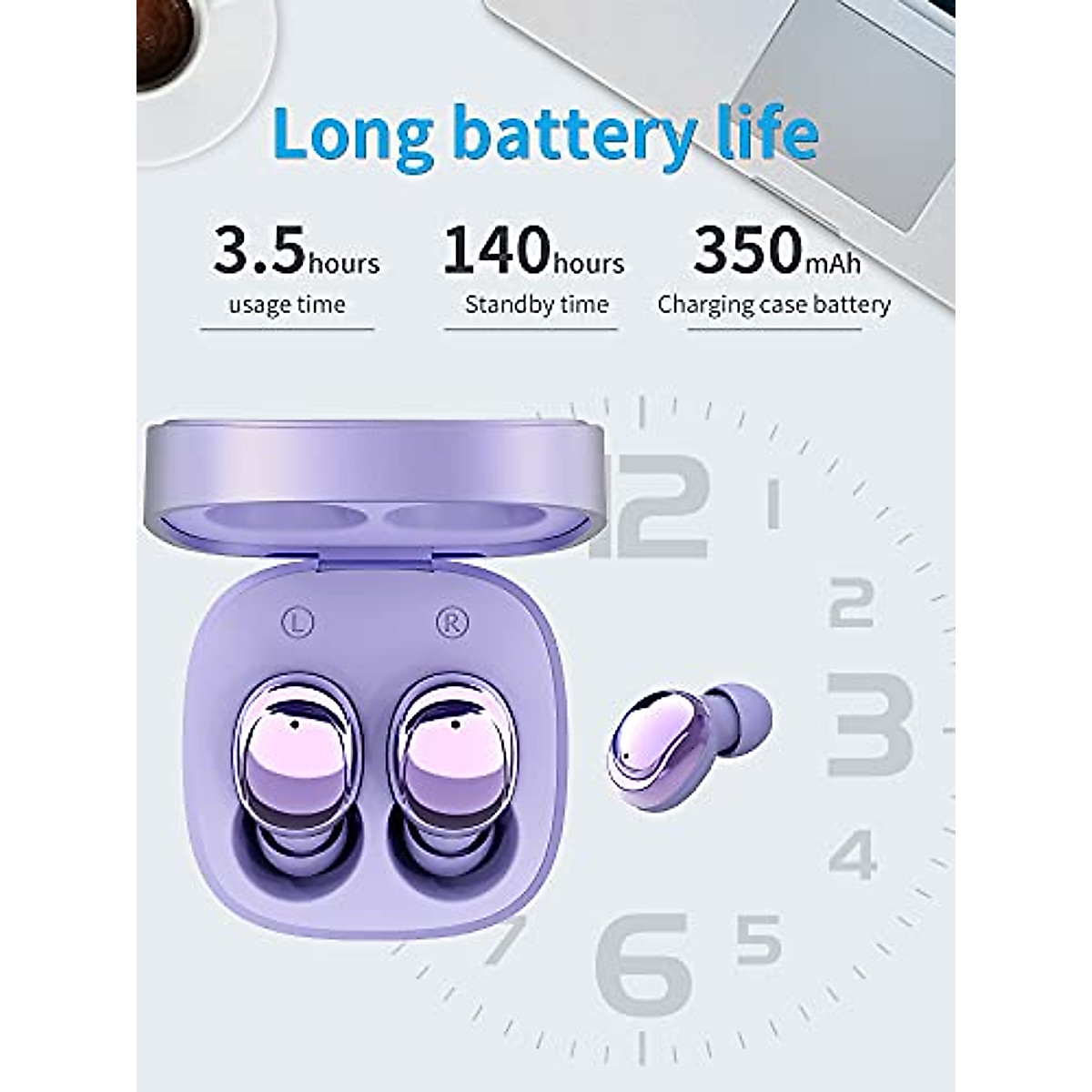 Kenayo Wireless Earbuds Pro 2022 for Android, iOS, Laptop, Tablet with Bluetooth with Charging Case Touch Control Sound with Deep Bass Auto Pairing Headphones for Sports, Travel & Gym (Silver)