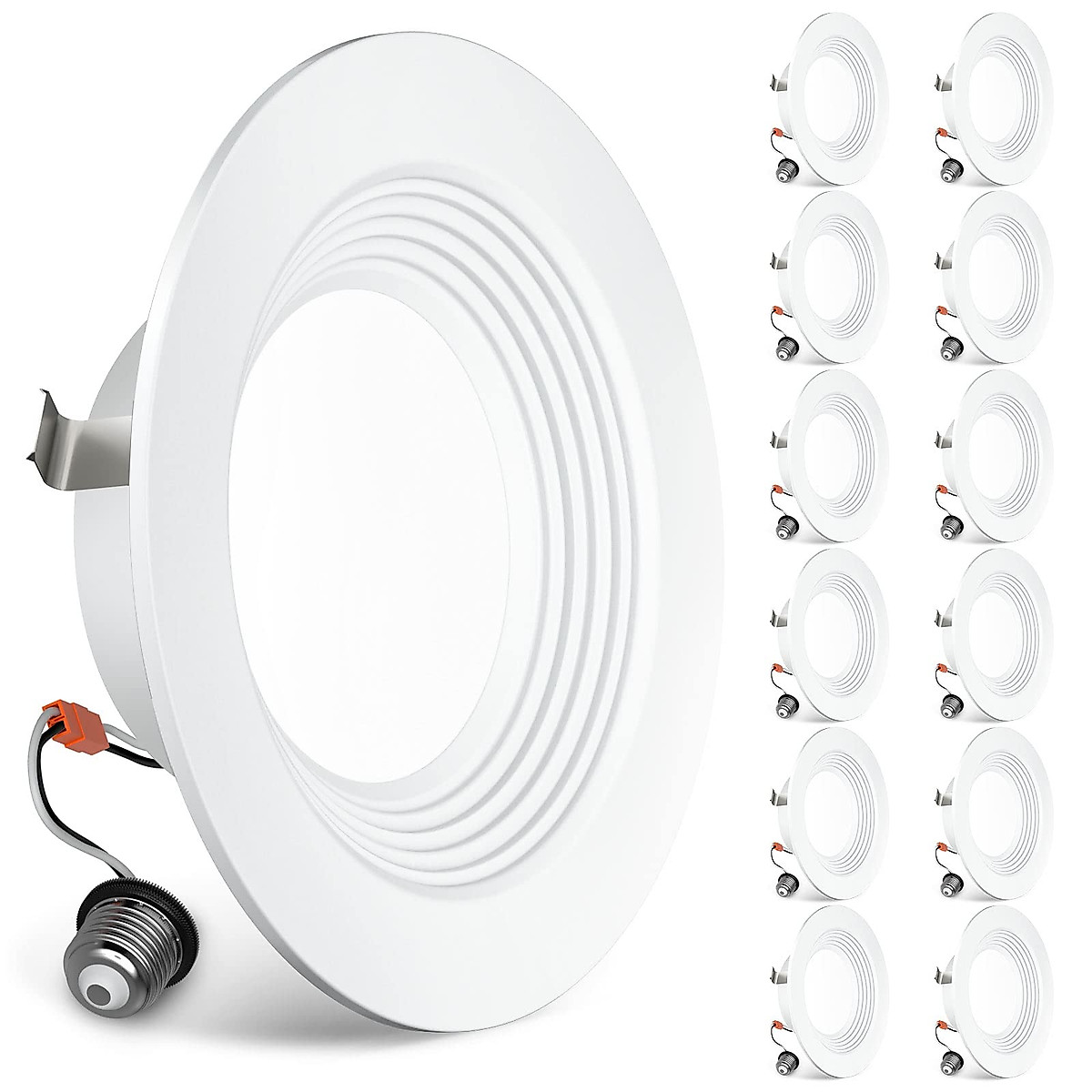 BBOUNDER 12 Pack 4 Inch LED Can Lights Retrofit Recessed Downlight, Baffle Trim, Dimmable, 8.5W=60W, 4000K Cool White, 650 LM, Damp Rated -No Flicker