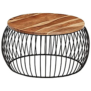 QJBSAVVA Coffee Table Ø26.8 Solid Acacia Wood,Bedside Tables Side Tables End Tables Entrance Tables Suitable for Meeting Rooms, Reception Rooms, Offices