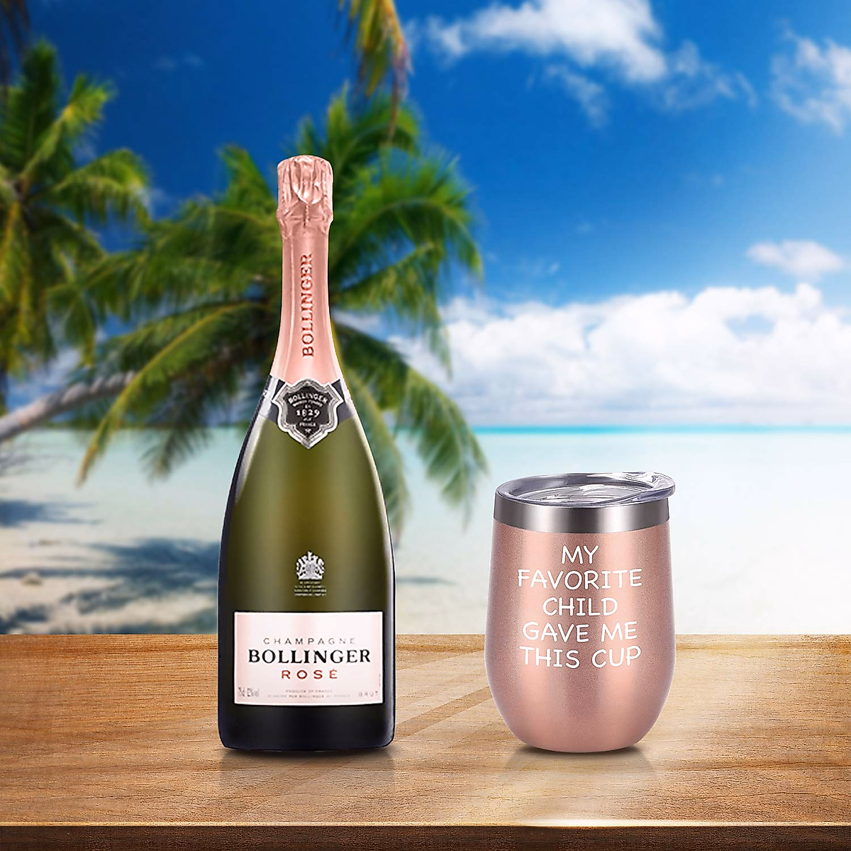 My Favorite Child Gave Me This Cup Wine Tumbler, Best Mom Dad Gifts for Parents Mom Dad Men Women Birthday Christmas Mother's or Father's Day, 12 Oz Insulated Stainless Steel Wine Tumbler, Rose Gold