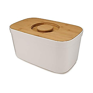 Joseph Joseph Bread Box with Removable Bamboo Cutting Board,White