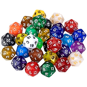 30 Pieces 20 Sided Polyhedral Dice Set 22 Colors 20 Sides Dice Assortment for Dungeons and Dragons RPG MTG Table Games Come with 1 Velvet Storage Bag
