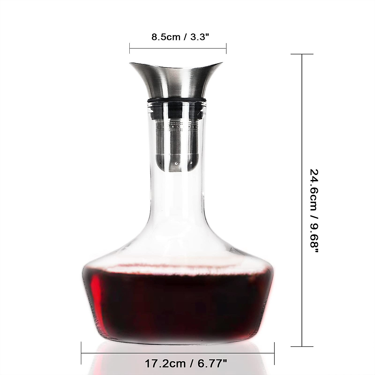 Wine Decanter Red Wine Decanter Wine Decanter With Aerator, 100% Hand Blown Crystal Glass Red Wine Decanters And Carafes with Built In Aerator,Wine Gift, 1500ml/50.7oz (full capacity)