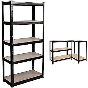 QiMu Storage Rack Shelving Unit Storage Shelf Steel Garage Utility Rack 5-Shelf Adjustable Shelves Heavy Duty Display Stand,1929LB Total Capacity Garage Shed Storage Shelving Units