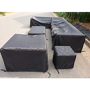 FLR 120x54x38inches Patio Table Cover Veranda Rectanguler Black Waterproof Outdoor Dinner Protector Dust-Proof Table Desk Cover Furniture Covers with Storage Bags for Garden Outdoor Indoor Furniture