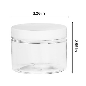 Healthy Packers 8oz Plastic Jars With Lids, Labels and White Marker - 24-Pack Small Plastic Containers with White Lids. Great for Slime, Lotion, Crafts, Travel General Storage