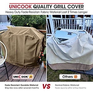 Unicook 50 Inch Grill Cover for Weber Charbroil Nexgrill etc, BBQ Grill Cover for Outdoor Grill, Heavy Duty Waterproof BBQ Cover with Sealed Seam, Fade Resistant Barbecue Cover, Neutral Taupe