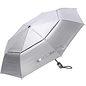 G4Free UPF 50+ UV Protection Travel Umbrella 46 Inch Windproof Silver Coating Sun Blocking Umbrella(Silver/Blue)