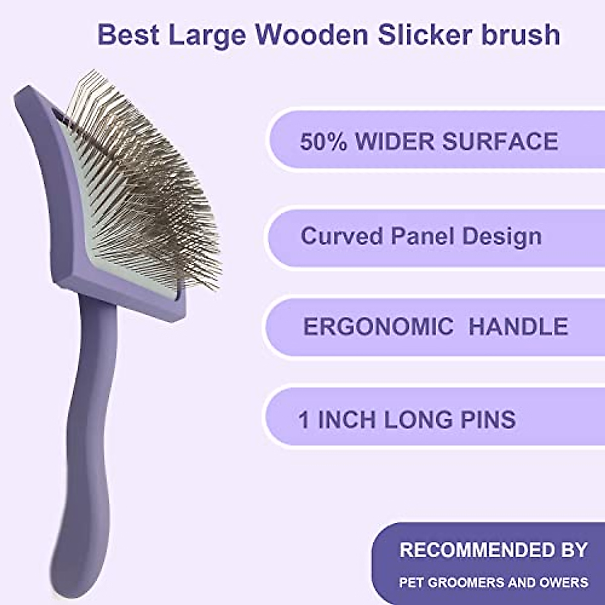 Slicker Brush for Dogs & Pet Comb Value Kit,Large Dog Slicker Brush for Goldendoodles Poodles Doodle with Ergonomic Solid Wooden Handle Best Extra Long Pin Dog Grooming Brush Haired Dogs