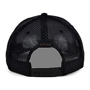 Local Crowns Mexico Black Leather Country Flag Fill Patch Curved Blackout Trucker Cap