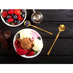 10 Pcs Flower Spoon Coffee Teaspoon Set, Stainless Steel Tableware Creative Dessert Spoons Sugar Spoon Coffee Spoon Teaspoon Ice-Cream Spoon Mixing Spoon Stir Bar Spoon Ice Tea Spoon (Gold)