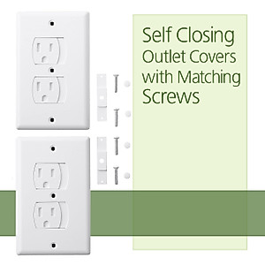 Bates- Self Closing Outlet Covers, 2 Pack, Sliding Outlet Covers, Outlet Cover, Outlet Covers Baby Proofing, Baby Outlet Cover, Baby Proofing Outlet Cover, Plug Covers for Electrical Outlets