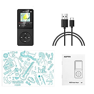 AGPTEK A02 8GB MP3 Player, 70 Hours Playback Lossless Sound Music Player, Supports up to 128GB, Black