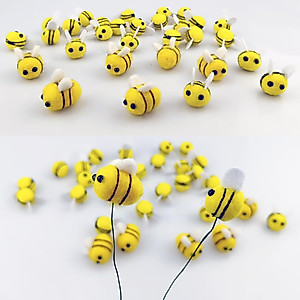 Saktopdeco 30 PCS Wool Felt Bees Cute Felt for Crafts Mini Bee Plush Decor for Baby Shower Gender Reveal Decoration Nursery Tent DIY Crafts
