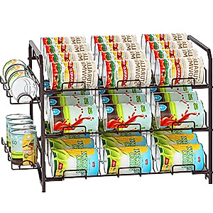 Bextsrack Can Rack Organizer, Stackable Pantry Organizer Can Storage Dispenser Holds up to 42 Cans for Kitchen Cabinet or Counter-Top, Bronze