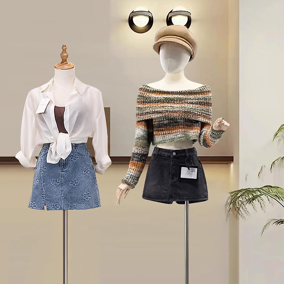 Dress Form Mannequin, Display Female Mannequin with Wooden Stand and Head, 51"~73" Height Adjustable Women Mannequin for Boutique Clothing Jewelry Store