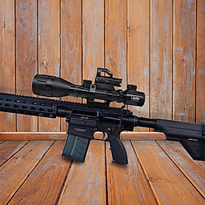 UUQ 4-12X50 AO Rifle Scope Red/Green Illuminated Range Finder Reticle W/Green Laser - Holographic Reflex Red Dot Sight - 5 Brightness Modes Flashlight (4-12X50 AO)