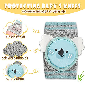 Preboun 6 Pairs Baby Knee Pads for Crawling Anti Slip Knee Protectors Breathable for Boys Girls, 0-3 Years Old(Vivid Style)