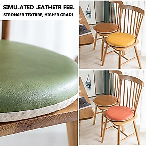 ZIBENE Faux Leather Kitchen Chair Pads, Round Chair Cushions 16 Inch, Seat Cushions for Dining Room Chairs Thick Memory Foam, Waterproof Seat Pads for Chairs Dining Outdoor Indoor Black