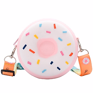 Fairycore Cute Donut Purse Kawaii Silicone Crossbody Bags Mini Beach Bag Satchel Aesthics Trendy Coin Purse (Pink)