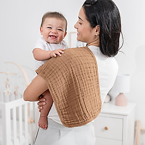 Comfy Cubs Muslin Burp Cloths 20" x 10", Pack of 10 - Large, 6-Layer, Ultra Absorbent 100% Cotton for Baby Drool and Messes - Soft, Safe & Gentle Baby Burp Cloths for Boys & Girls - Multi