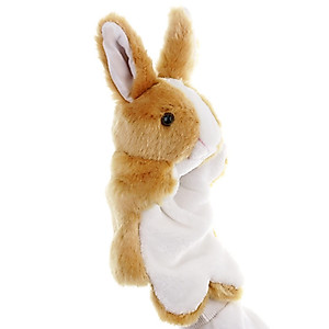 Bunny Hand Puppets Rabbit Plush Animals Toys for Kids Imaginative Pretend Play Storytelling (Brown)