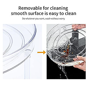 2 Tier Lazy Susan Plastic Clear 360° Spinning Organization & Storage Container Bin 9.25 inch Round Turntable Condiment Spice Rack for Cabinet Pantry Countertop Kitchen Fridge Vanity Bathroom Makeup