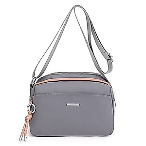 Mudono Crossbody Bag for Women Nylon Waterproof Shoulder Purse Multi Pocket Messenger Satchel Lightweight Travel Pocketbooks