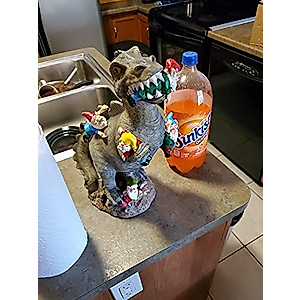 Dinosaur Eating Gnomes Garden Art Decor Outdoor Statue Art Decoration for Lawn Yard Housewarming Garden Gift