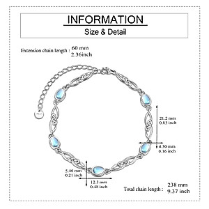 YFN Infinite Moonstone Bracelet 925 Sterling Silver Celtic Infinite Love Moonstone Bracelet Moonstone Jewelry for Women