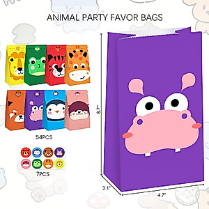 JOHOUSE 54PCS Party Favor Bags, Farm Animal Party Favors, Goodie Bags Treat Bags Paper Gift Bags with Stickers 4.7" x 3.1" x 8.7" Party Bags For Kids Birthday Party Supplies