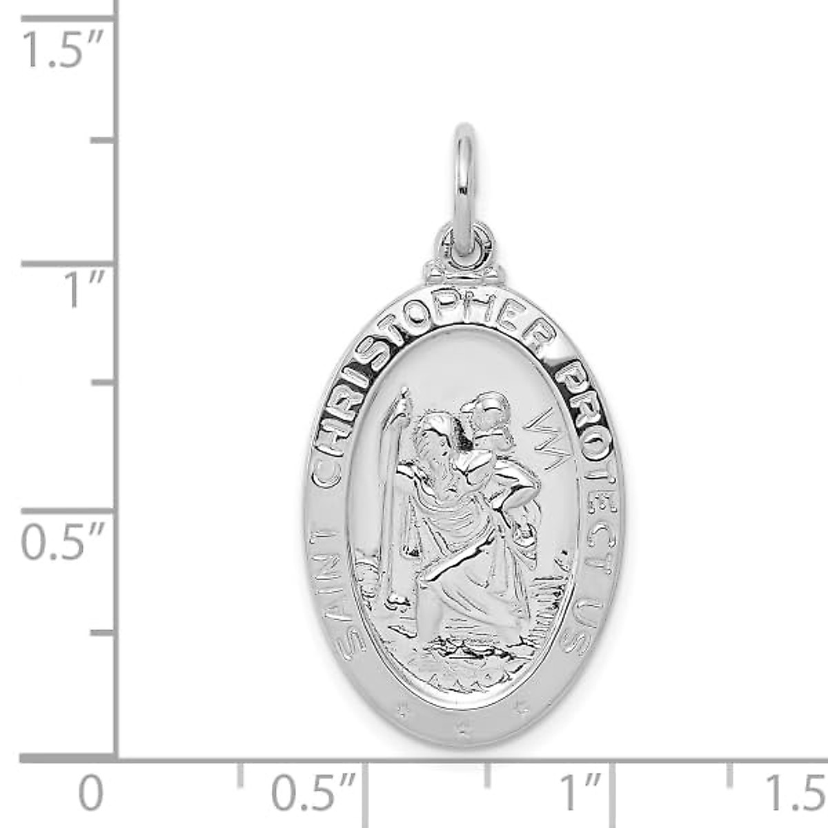 IceCarats 925 Sterling Silver Saint Christopher Medal Patron of Travelers Athletes Protection Necklace Christian Religious Pendant Faith Charm 31mm x 18mm Only