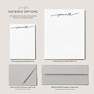 Pretty Swash Script Personalized Stationery - Small Notepad 5x7 w/ 50 Printed Sheets – Cute Personalized Stationery – Simple & Classy Desk Supplies – Customizable to 8x10 Inches - Swash Script Notepad